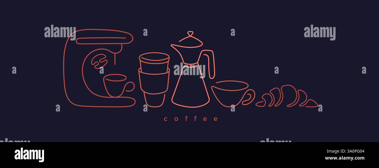 Enjoying coffee cup. Breakfast theme, croissant, bean abstract ...