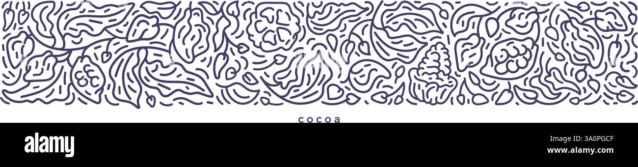 Cocoa border. Vector abstract plantation of chocolate beans, texture ...