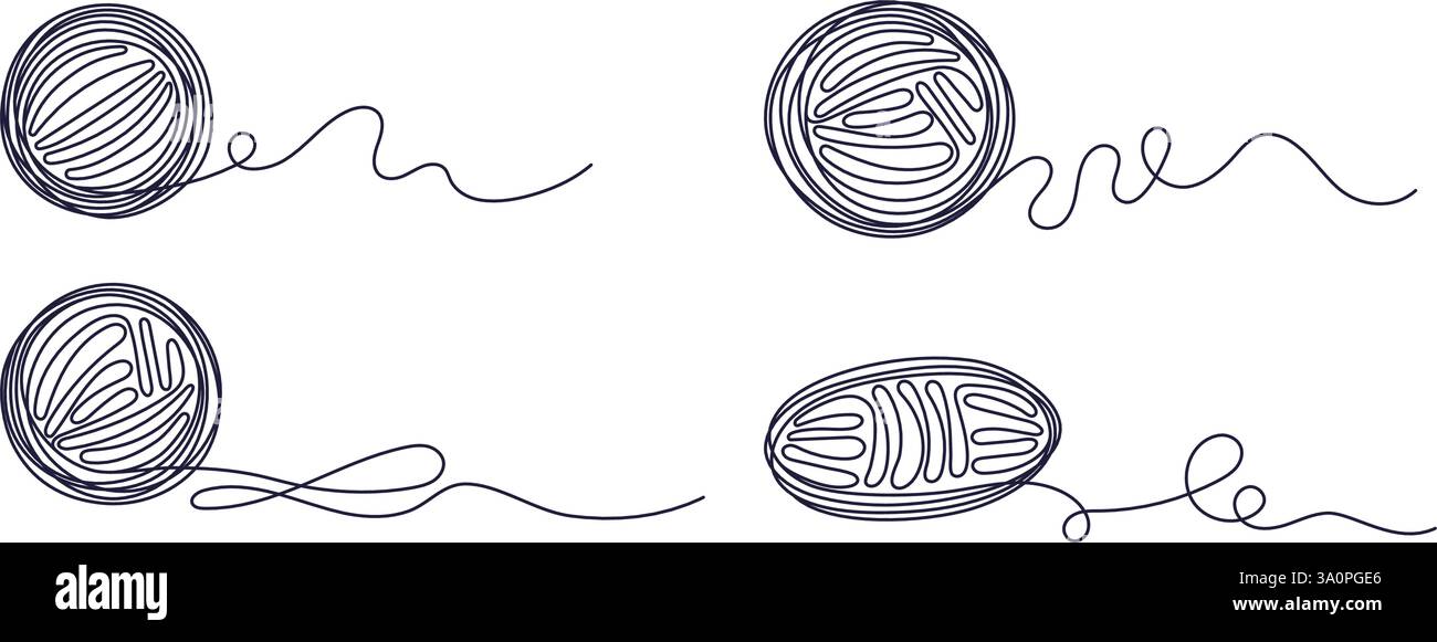 Ball of yarn continuous line set. Crafting hobby. Merino for knit ...