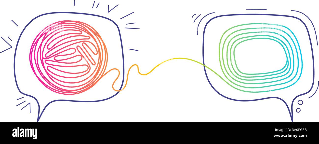 Tangle of thoughts. Coach. Psychologist consulting or mental problem ...