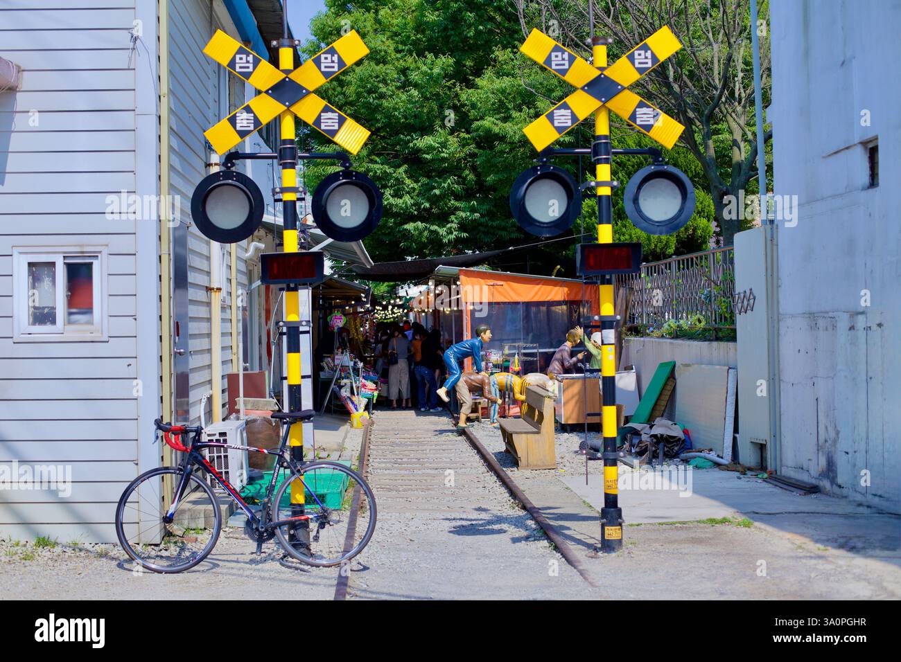 Gunsan, South Korea - May 28, 2021: A vintage-style railroad crossing ...