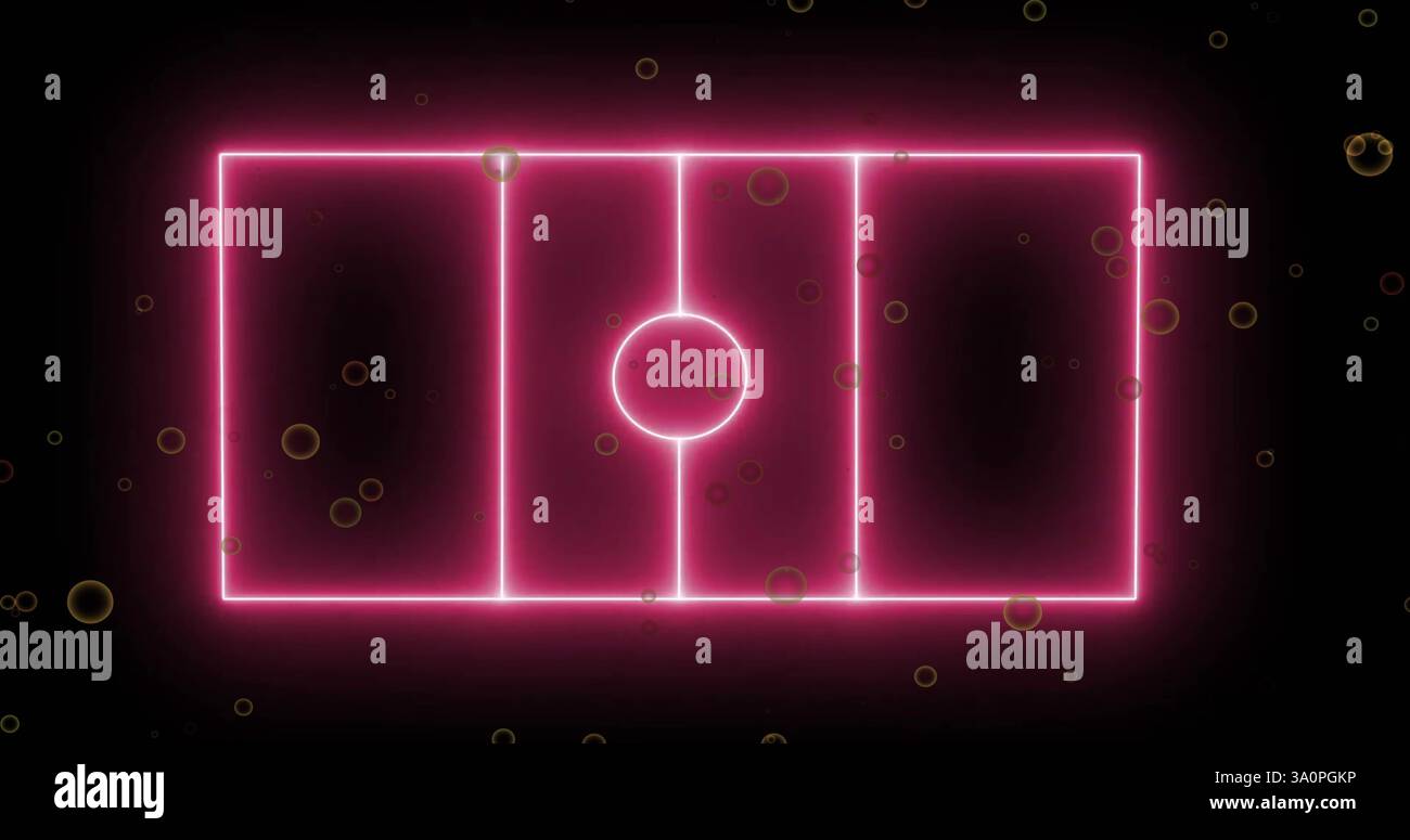 Image of neon glowing sports field on black background Stock Photo - Alamy