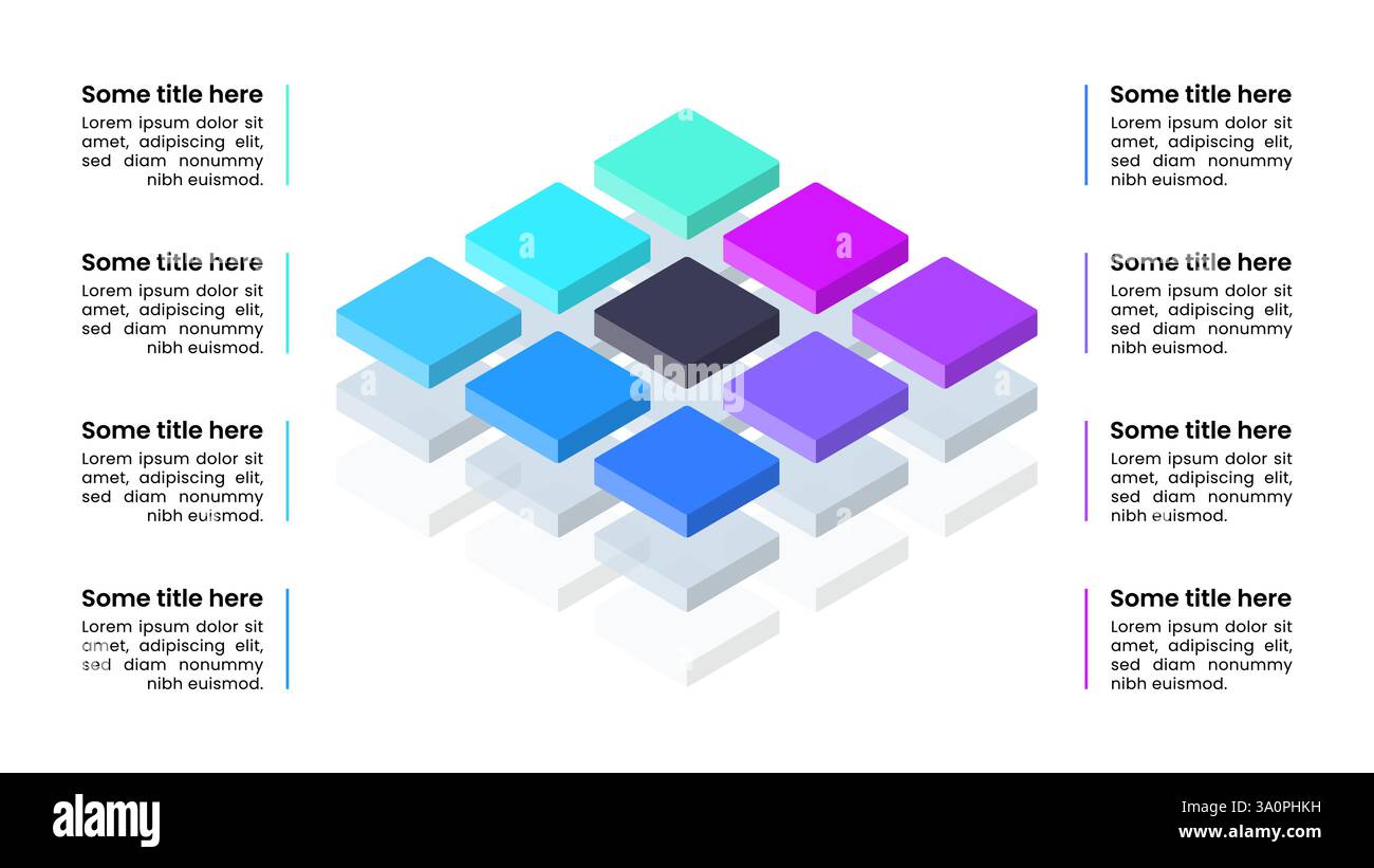 Infographic template with 8 options or steps. Isometric squares. Can be ...
