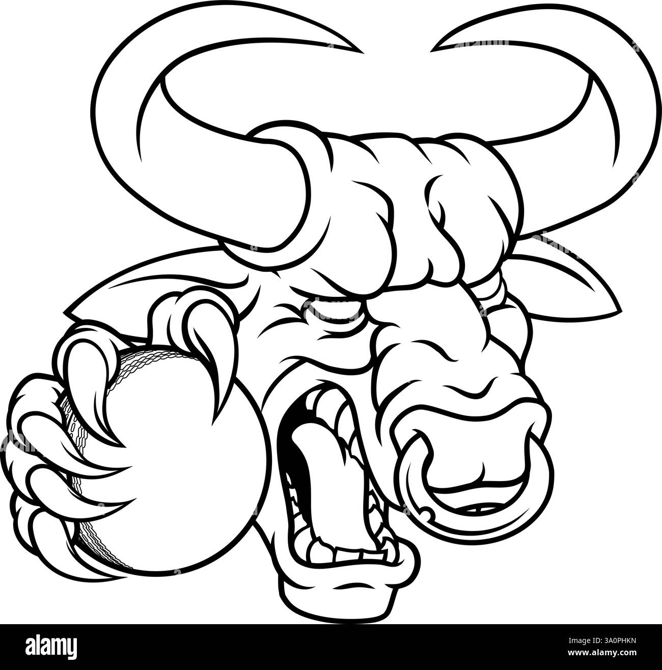 Bull Minotaur Longhorn Cow Cricket Mascot Cartoon Stock Vector Image ...