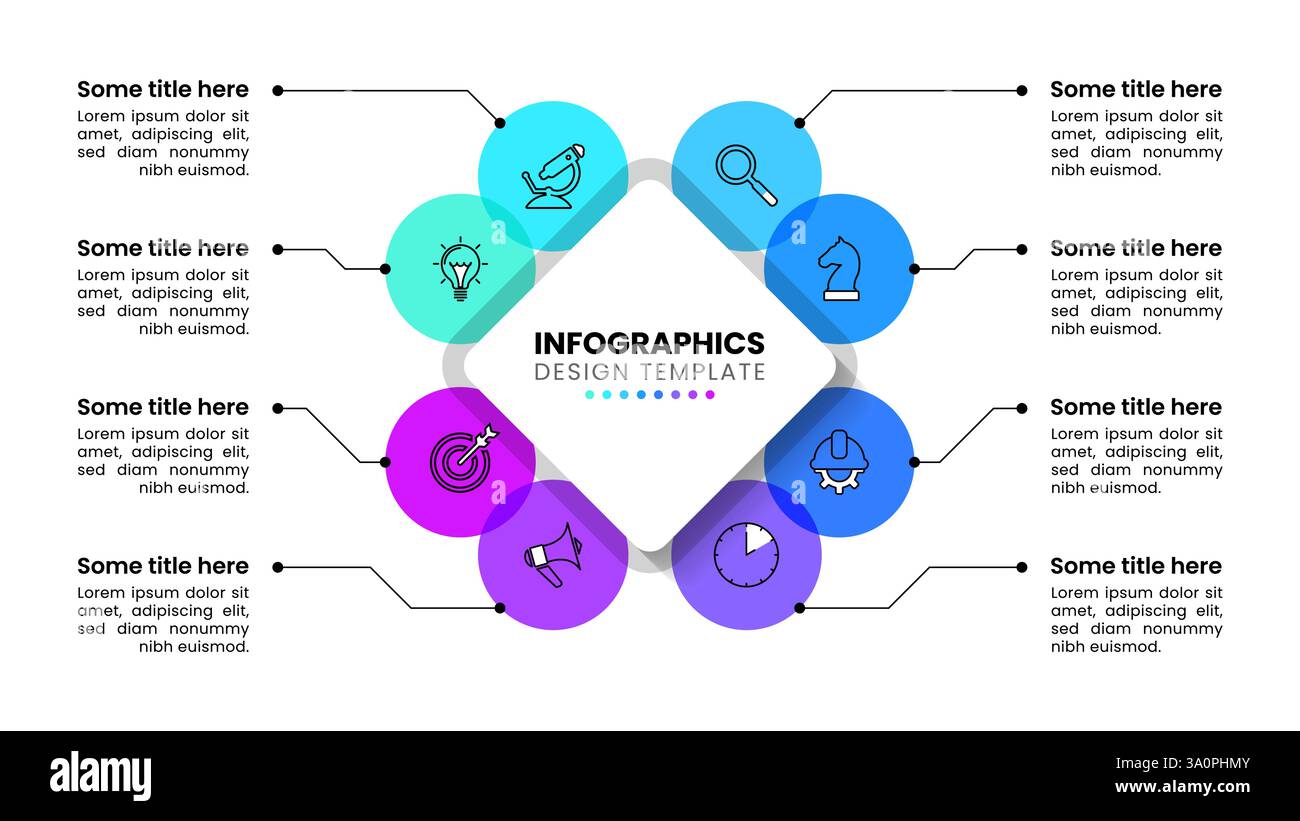 Infographic template with icons and 8 options or steps. Circles. Can be ...