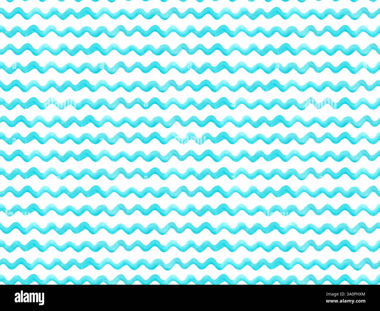 Abstract blue wavy lines watercolor seamless pattern isolated on white ...