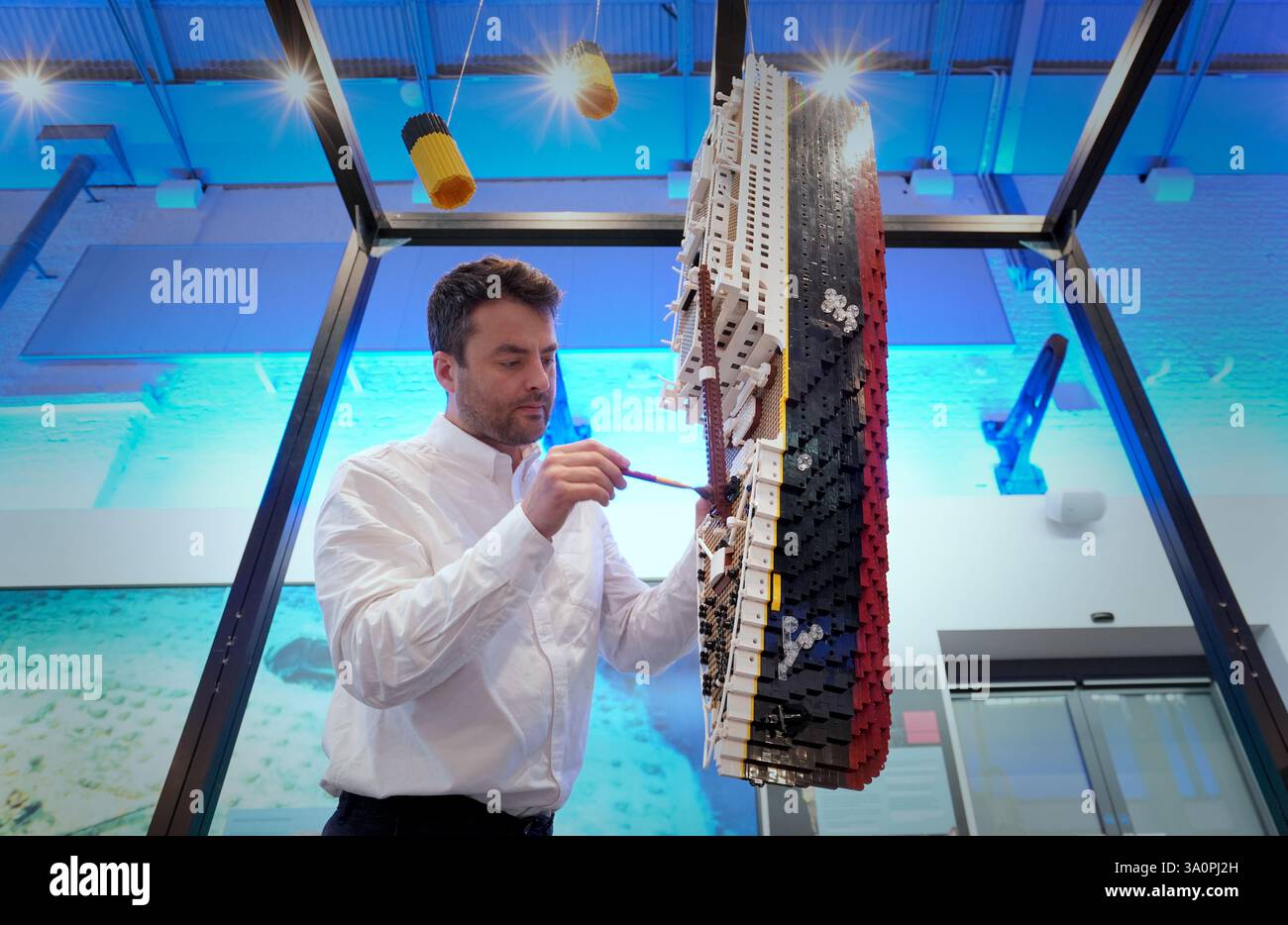 Nick Ball, Curator at The Historic Dockyard Chatham in Kent prepares a ...
