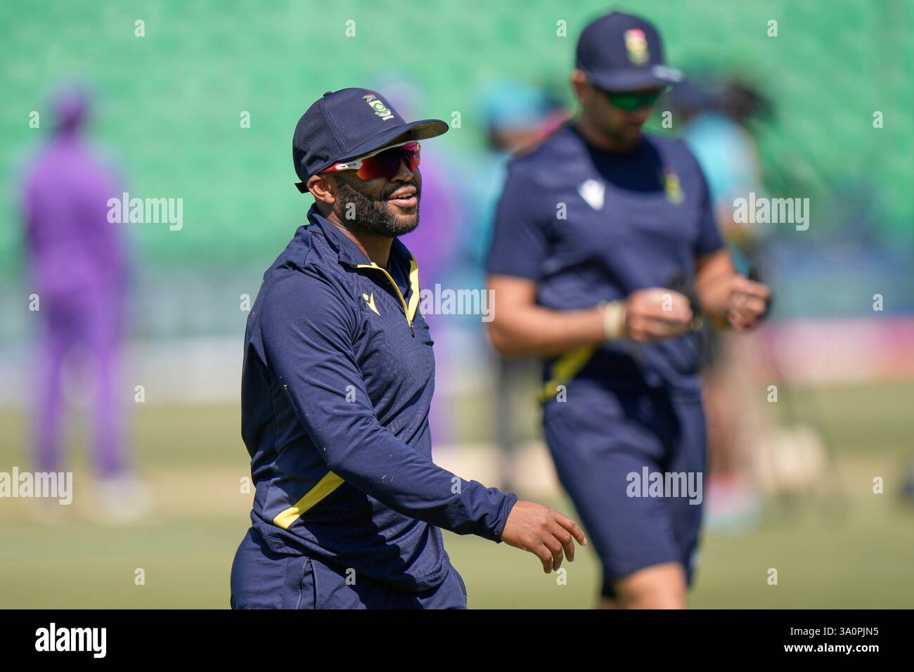 South Africa's captain Temba Bavuma walks into the field ahead of the ...