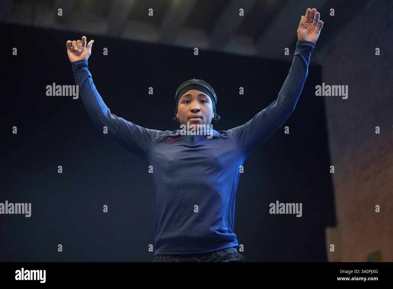 Olympic refugee boxer Cindy Ngamba attends boxing media workout in ...
