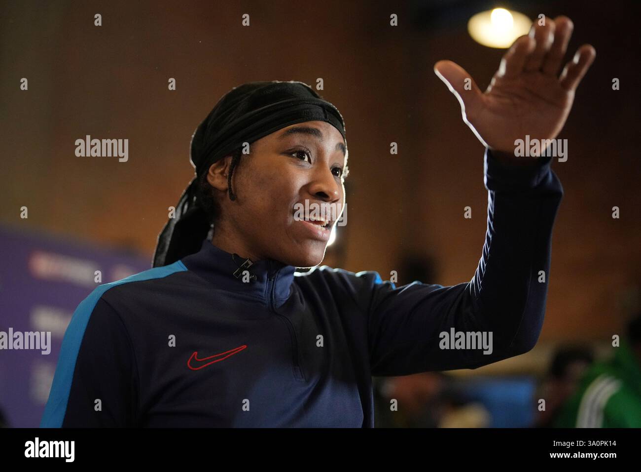 Olympic refugee boxer Cindy Ngamba attends boxing media workout in ...