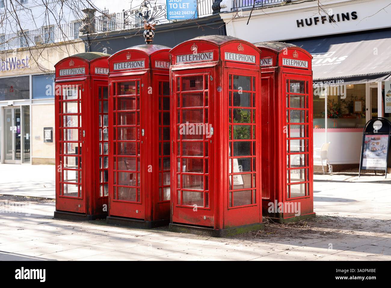 Red telephone boxes, The Promenade, Cheltenham, Gloucestershire ...