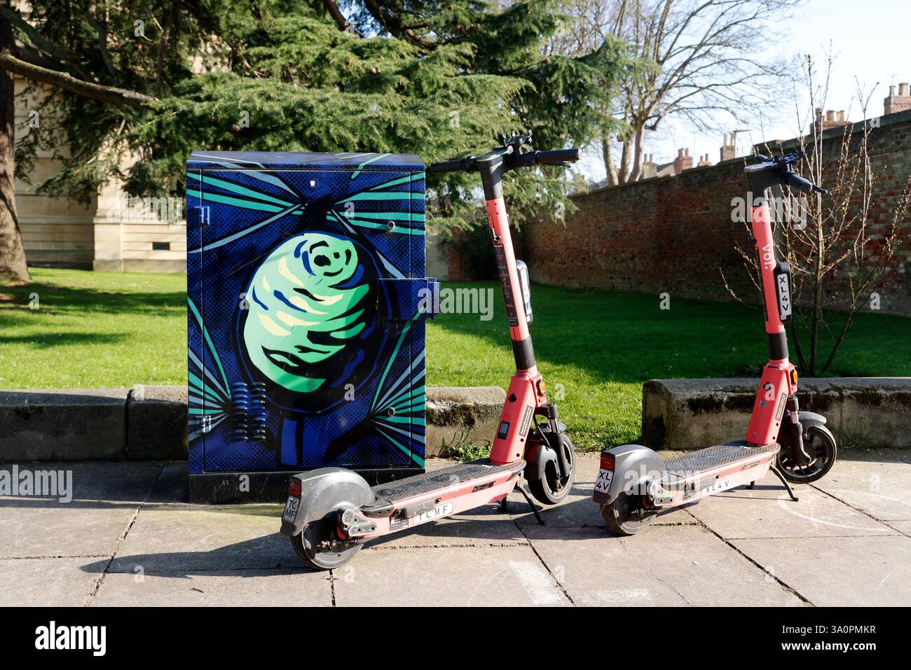 VOI scooters, parked in Cheltenham, Gloucestershire, England. - 4 March ...
