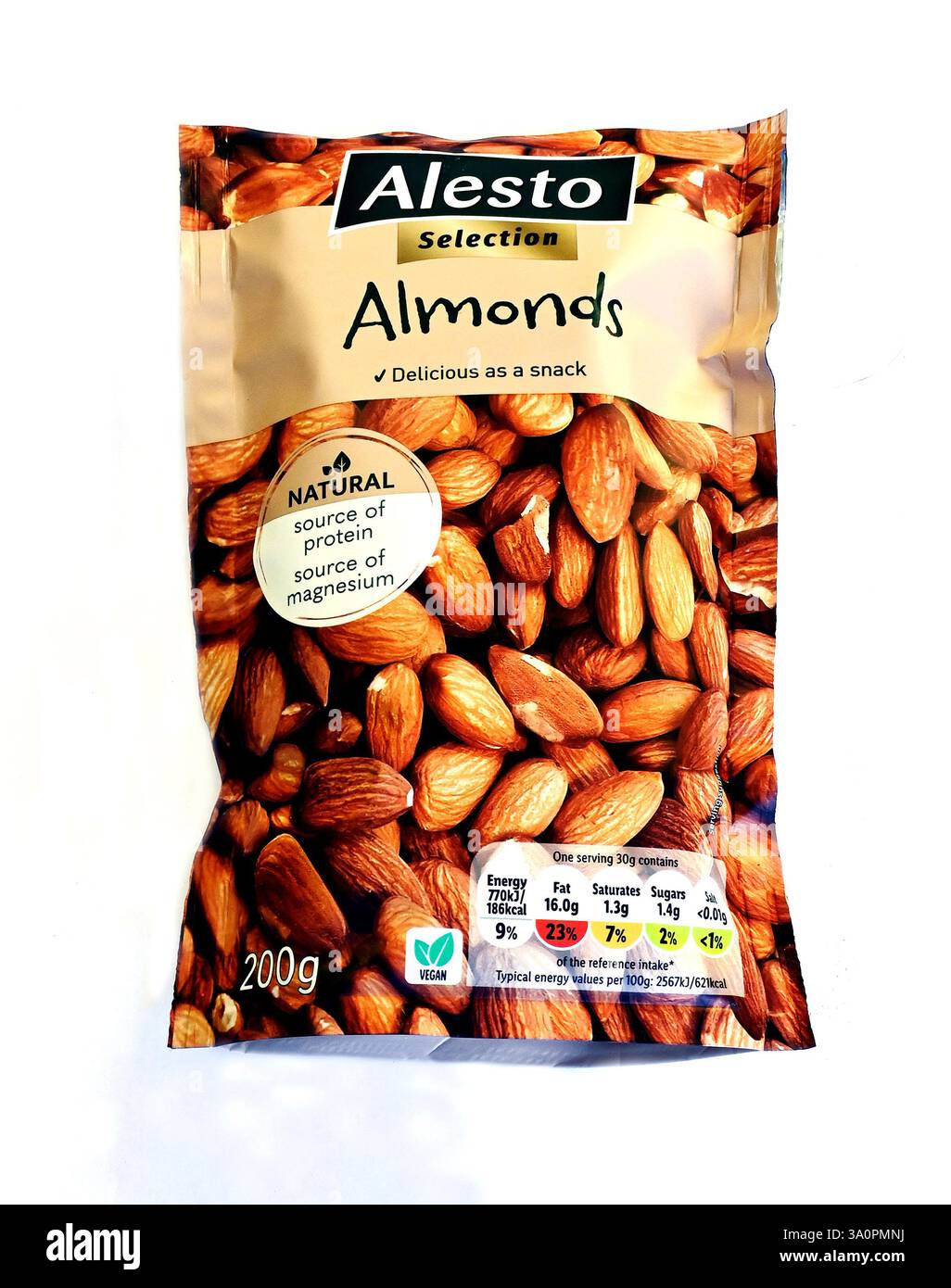 Pack of Alesto Selection Almonds. Delicious as a snack. Natural. source of protein. source of ...