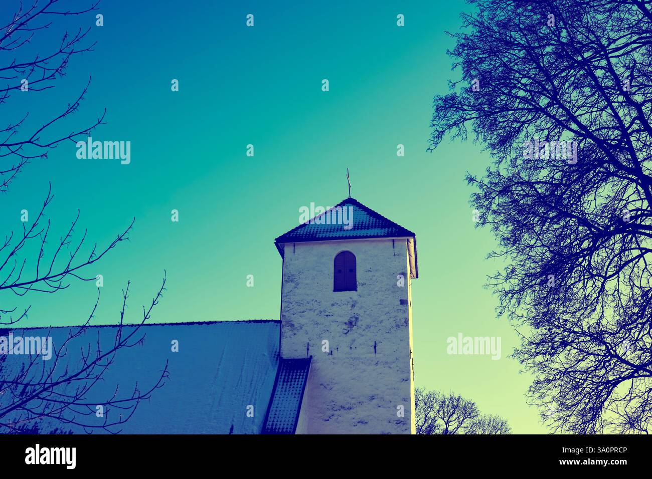 Hoff medieval stone church of Toten, Norway, a day in January 2025 ...