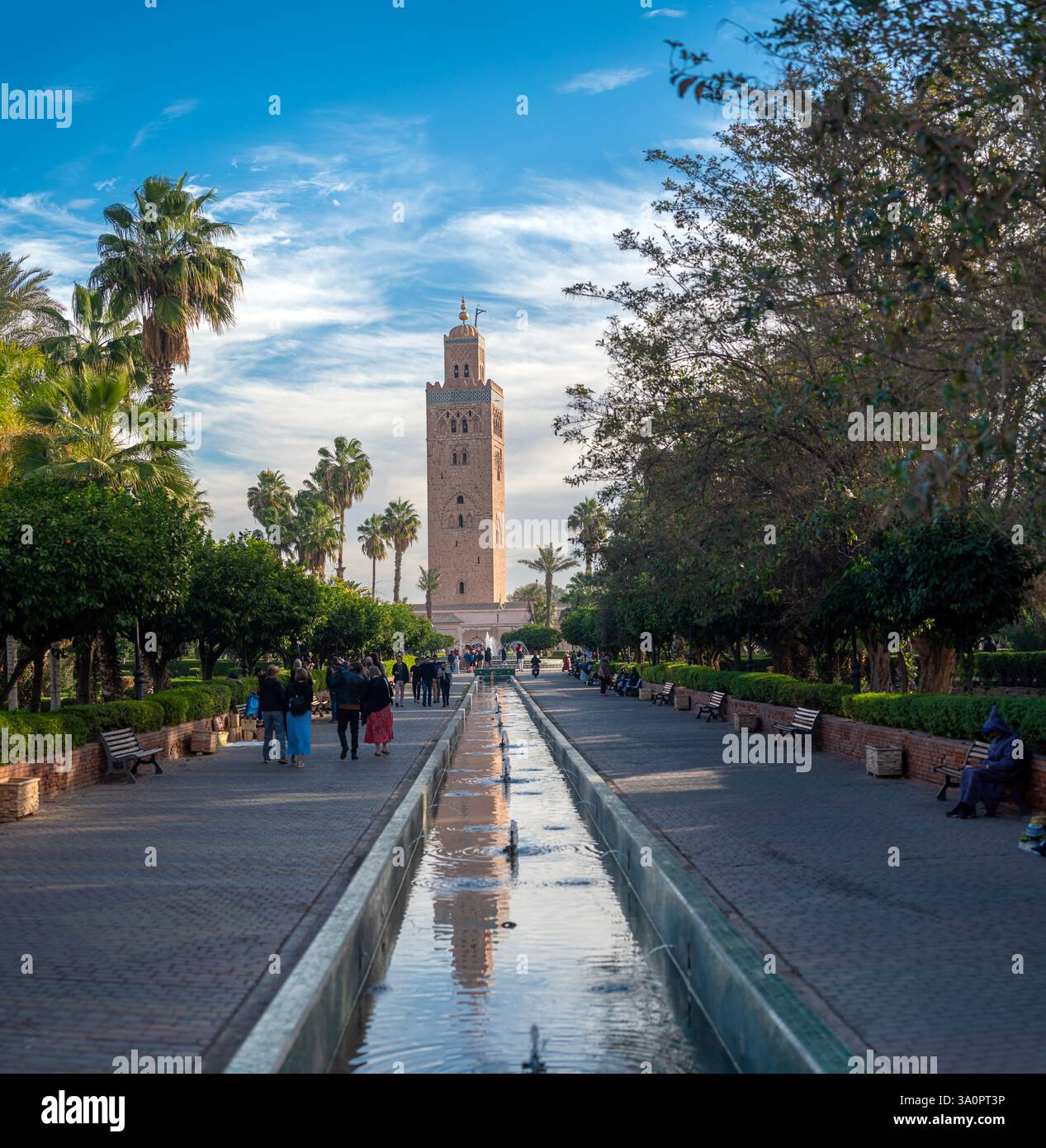 Marrakech, Morocco - February 18, 2025: Visitors stroll through lush ...