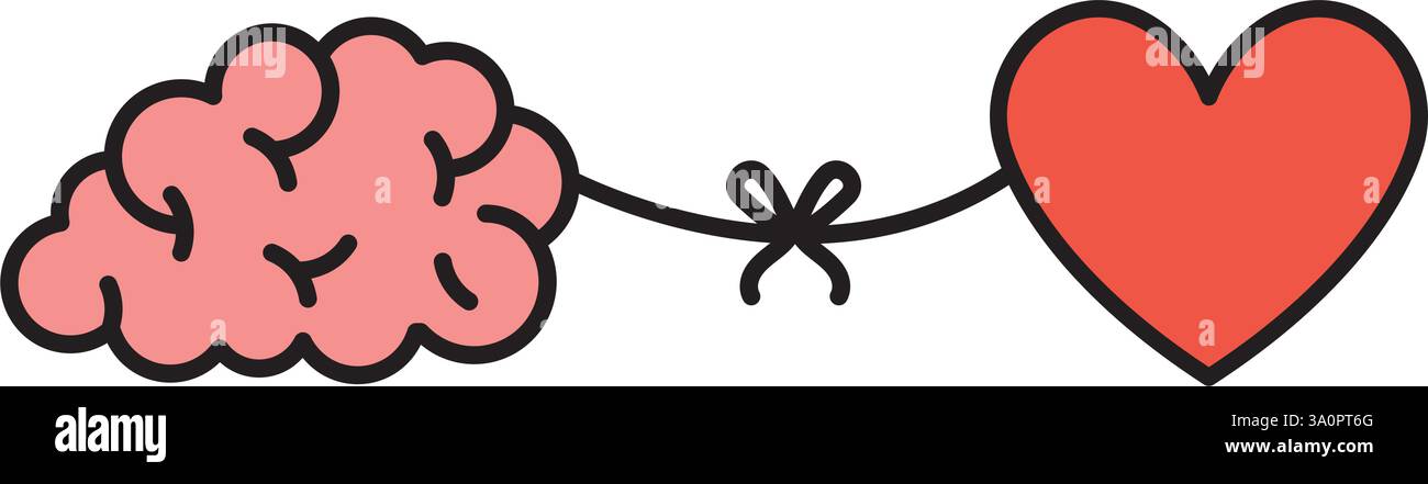 Heart Mind Brain and Love Tied Together Concept Art Stock Vector Image ...
