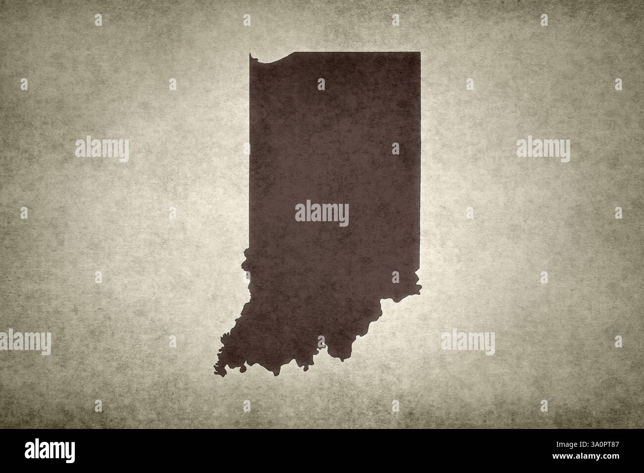 Grunge map of the state of Indiana (USA) printed on an old paper Stock ...