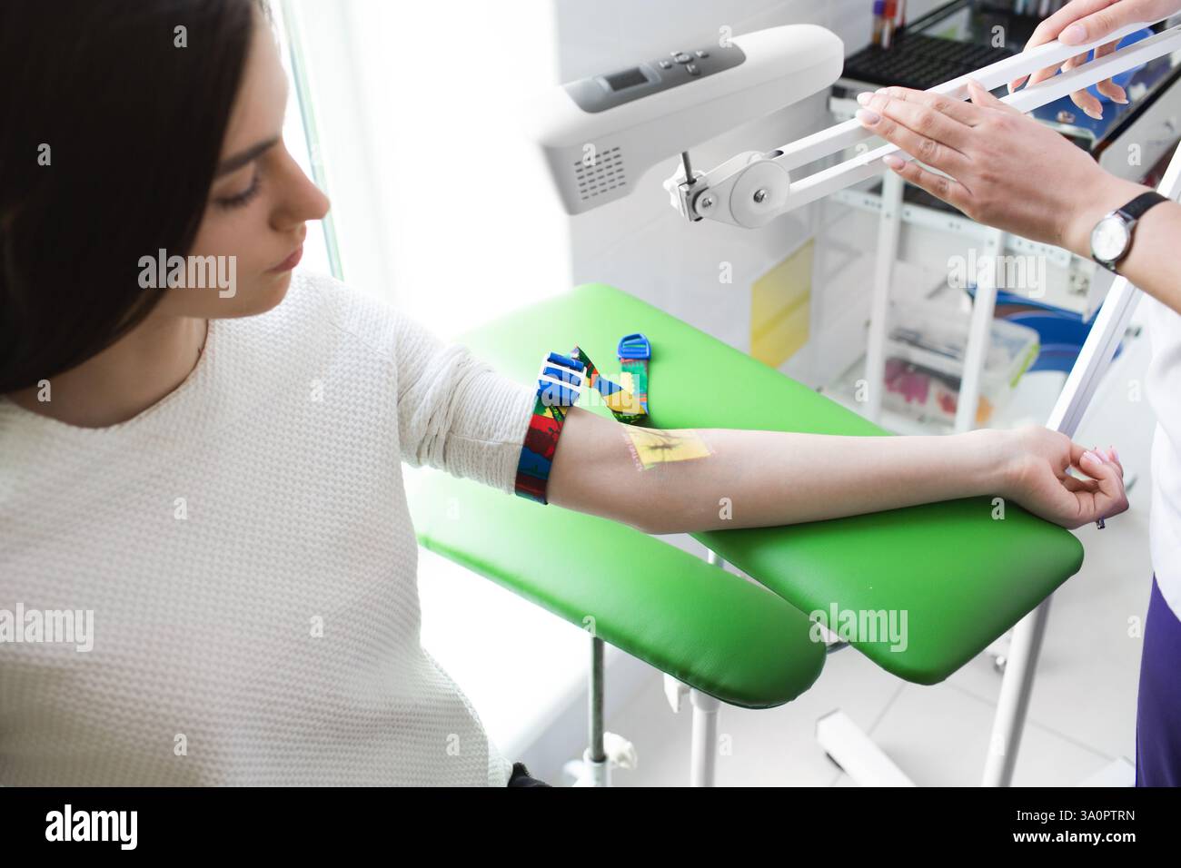 venous blood sampling for analysis. The nurse view the patient s veins ...