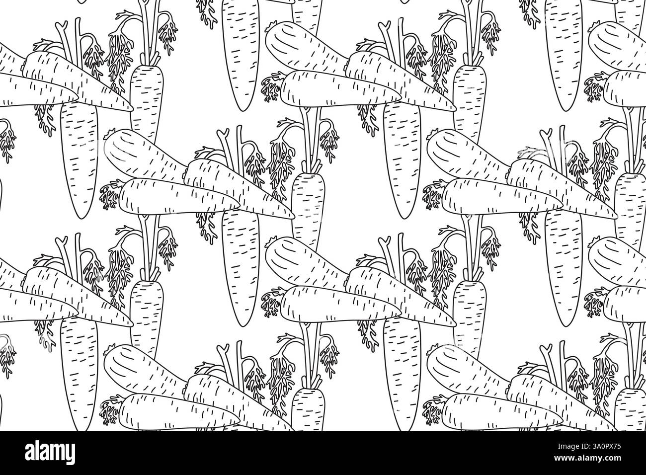 Line art seamless pattern with carrots plants vector illustration. Hand ...