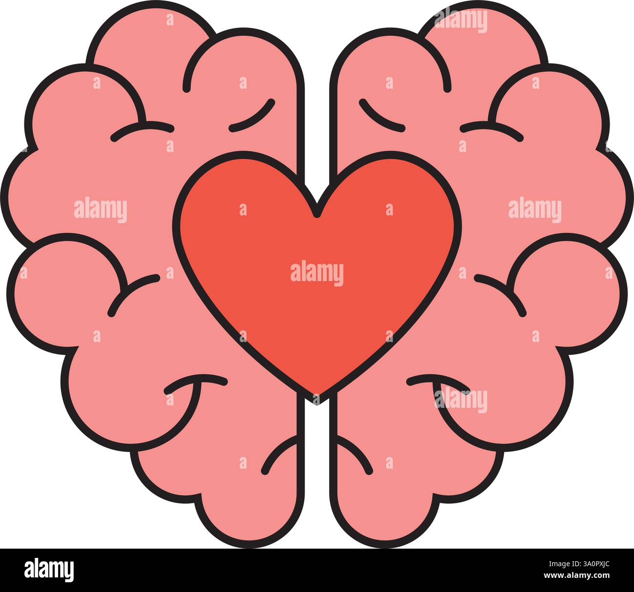 Heart Mind Unified Brain and Love Symbol Illustration Stock Vector ...