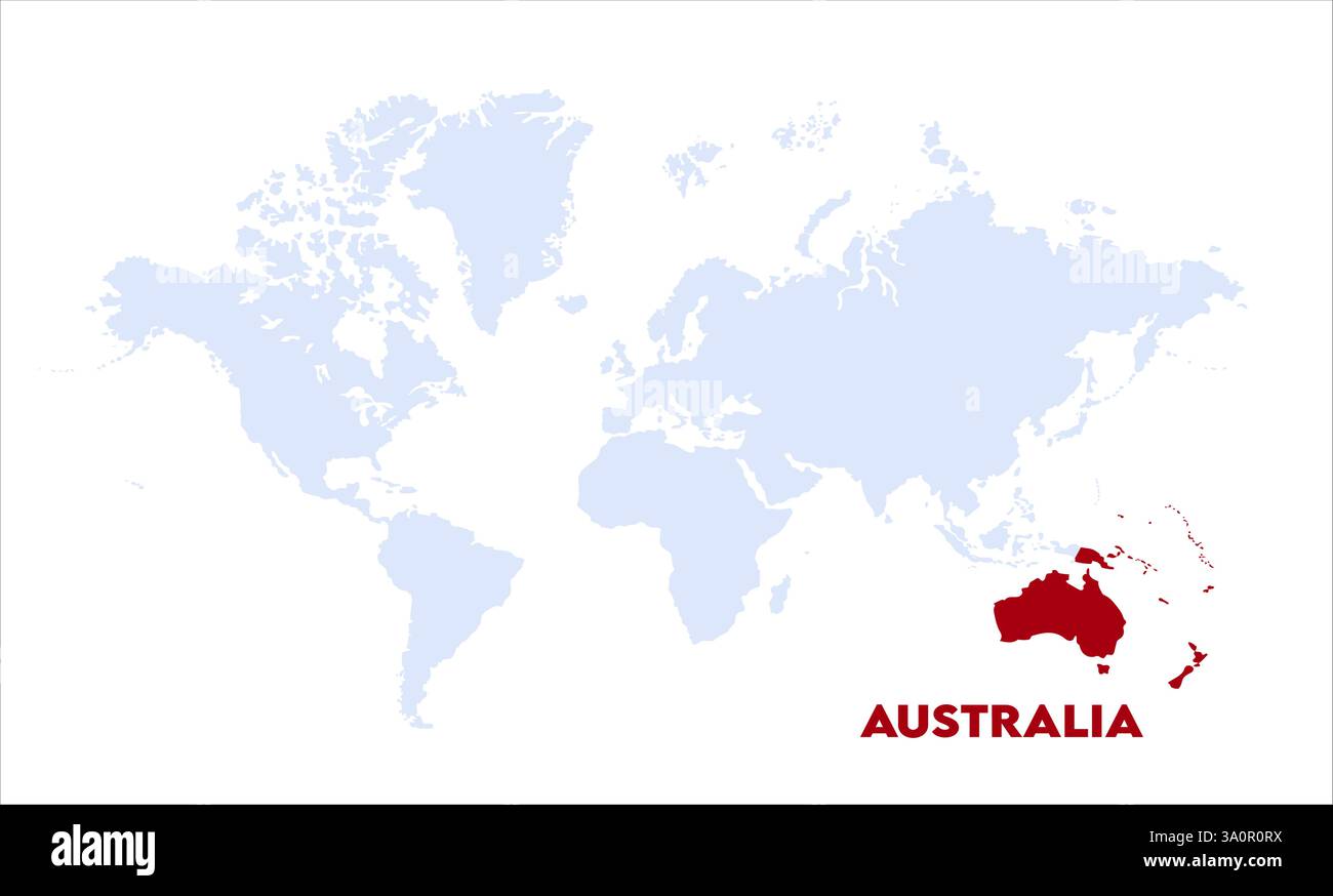 Map of Australia, highlighted on the world map, Australia on the world ...