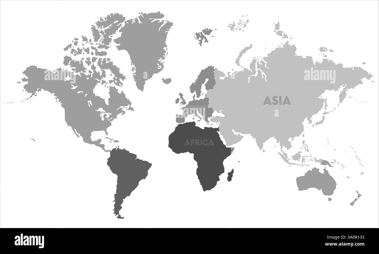 New modern world map, with containment name, modern world map graphic ...