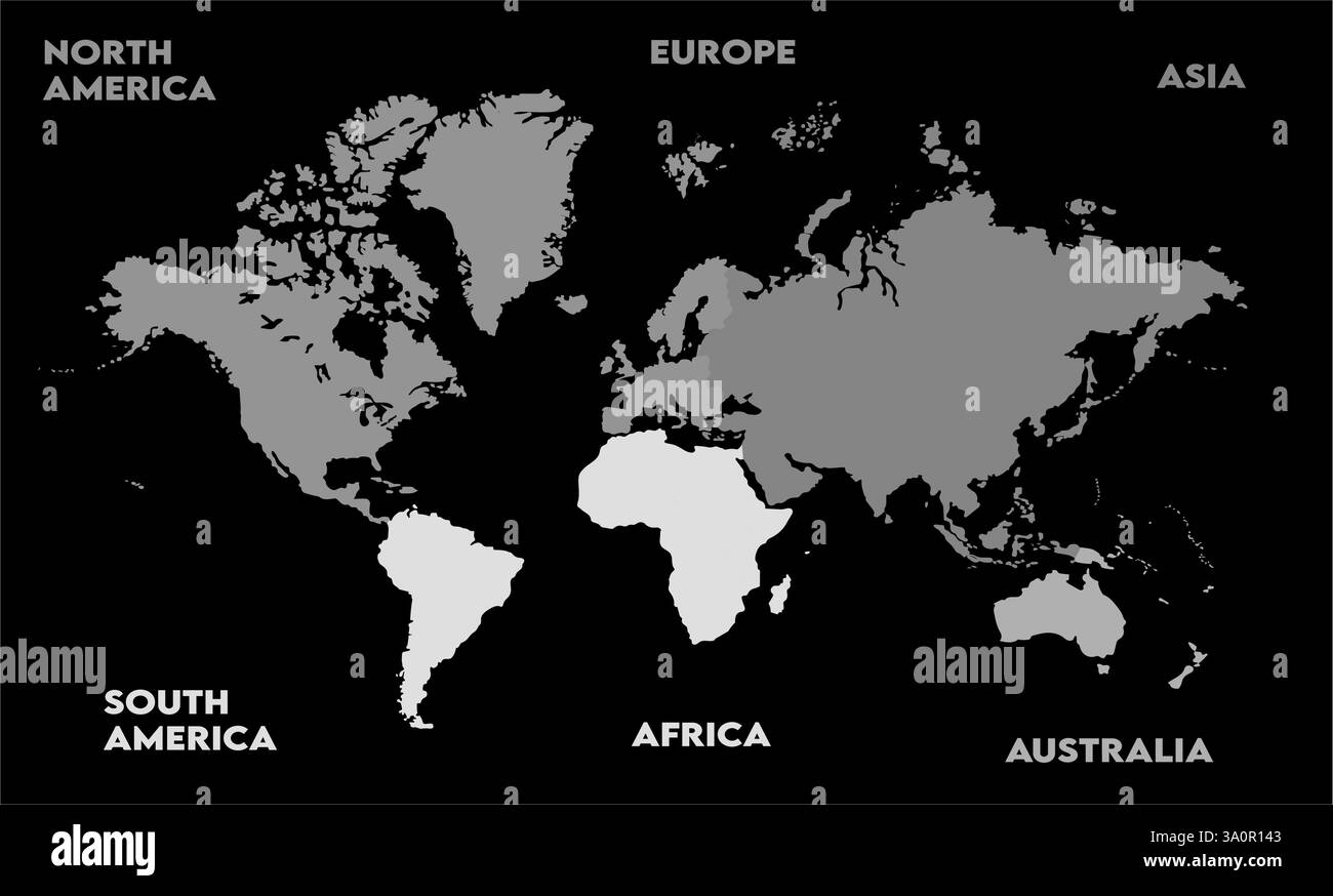 New modern world map, with containment name, modern world map graphic ...