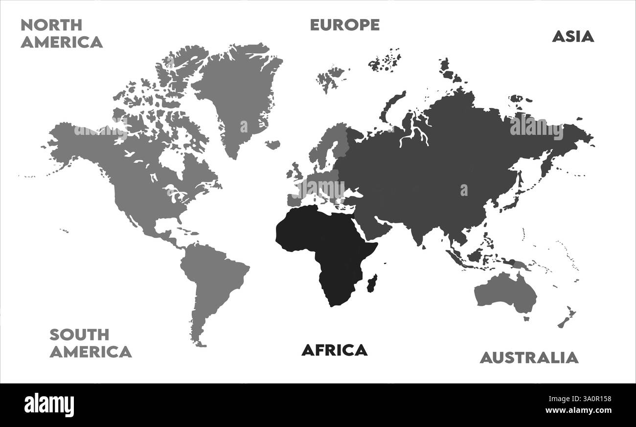 New modern world map, with containment name, modern world map graphic ...