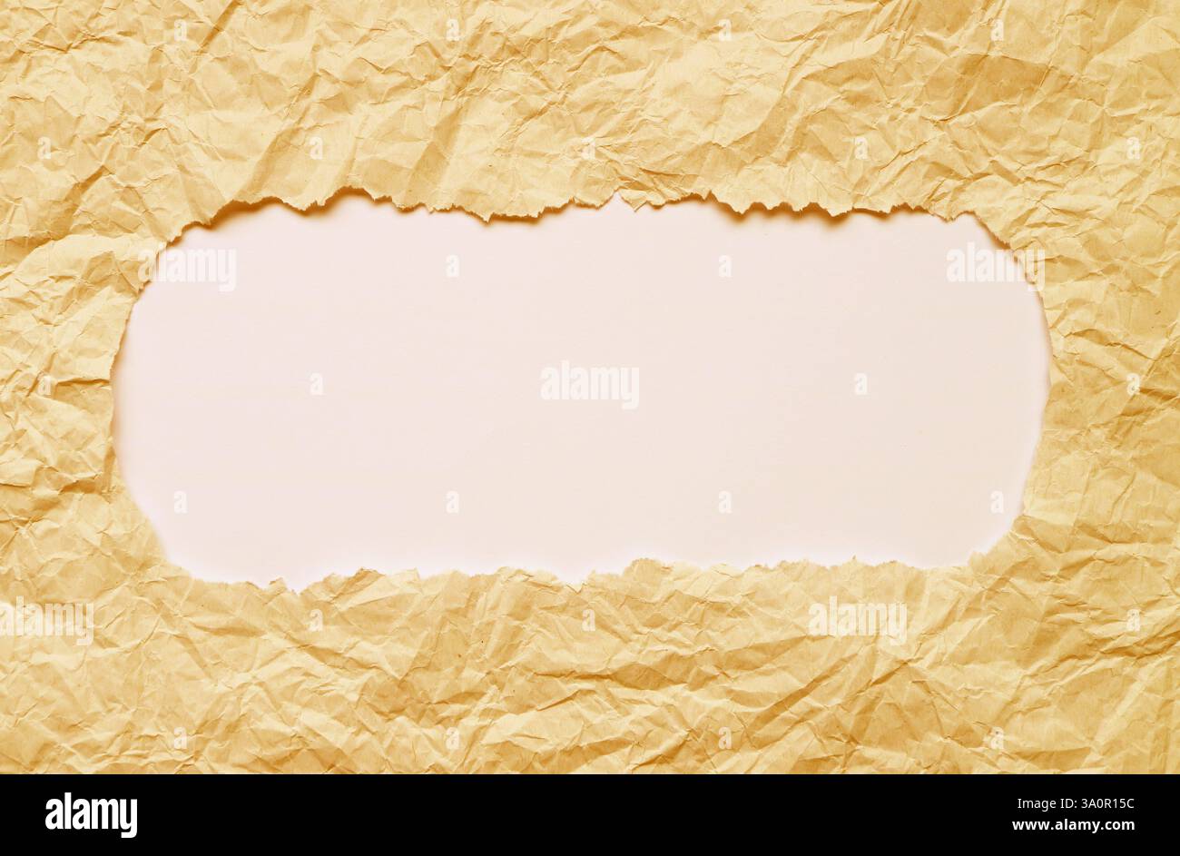 Ripped Beige Colored Paper Frame with Off-white Copy Space Stock Photo ...