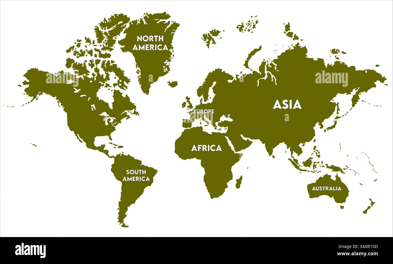 New modern world map, with containment name, modern world map graphic ...