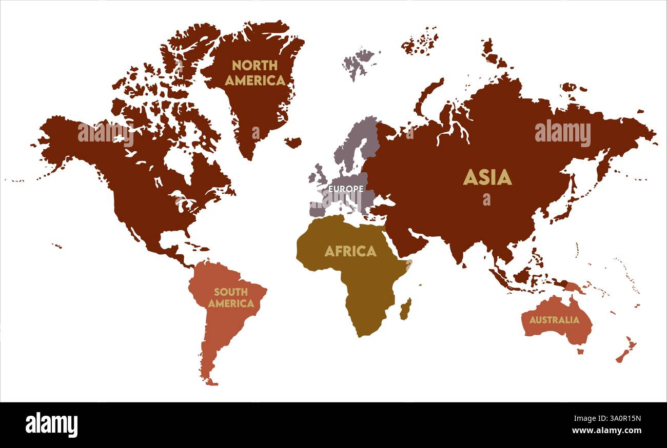 New modern world map, with containment name, modern world map graphic ...