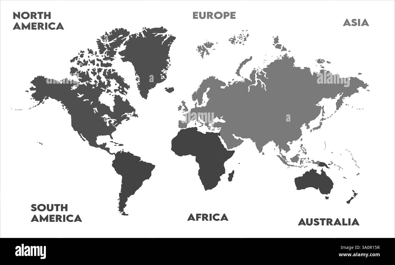 New modern world map, with containment name, modern world map graphic ...