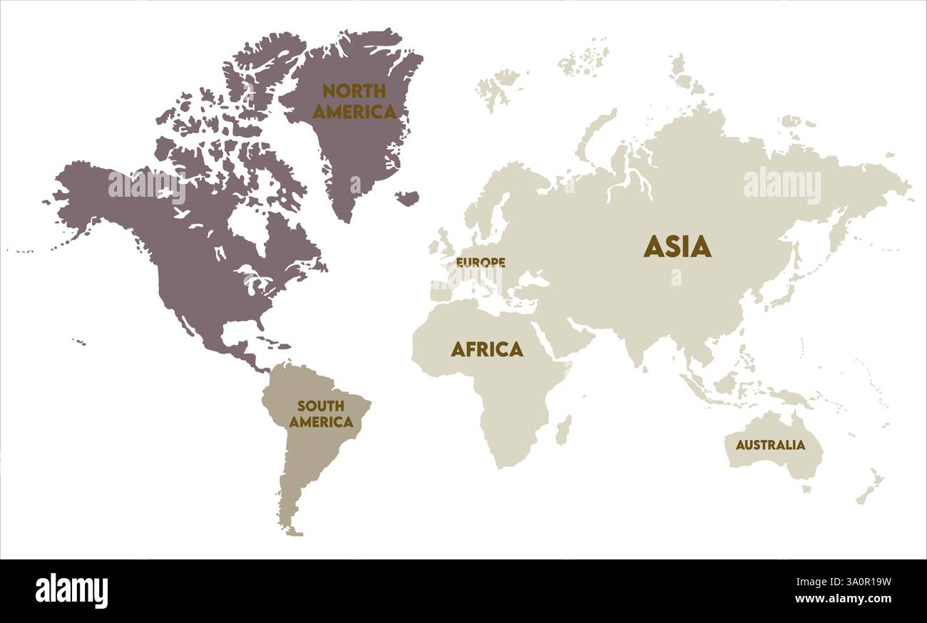 New modern world map, with containment name, modern world map graphic ...