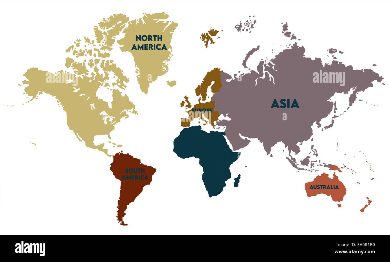 New modern world map, with containment name, modern world map graphic ...