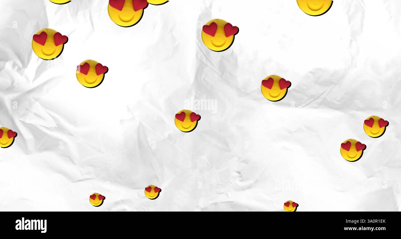 Image of emoji icons over shapes moving on white background Stock Photo ...