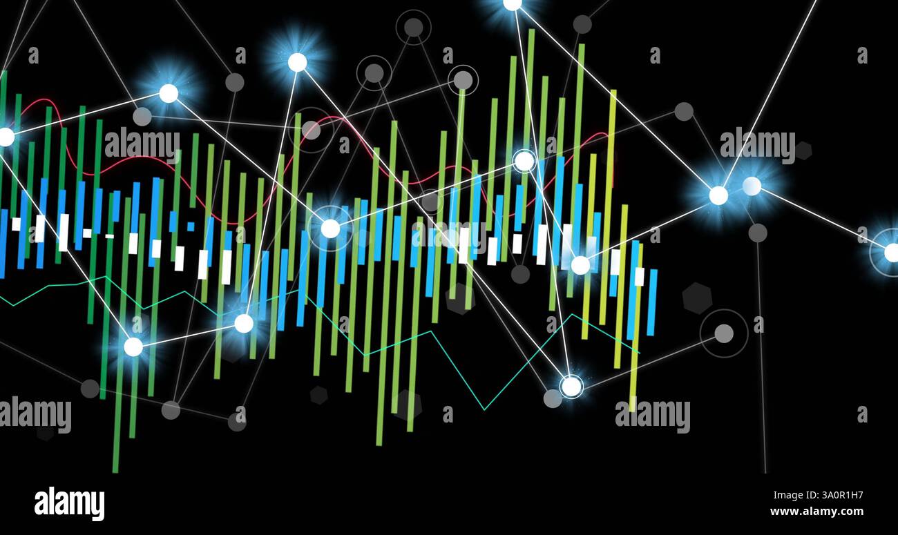 Image of network of connections over diagrams Stock Photo - Alamy
