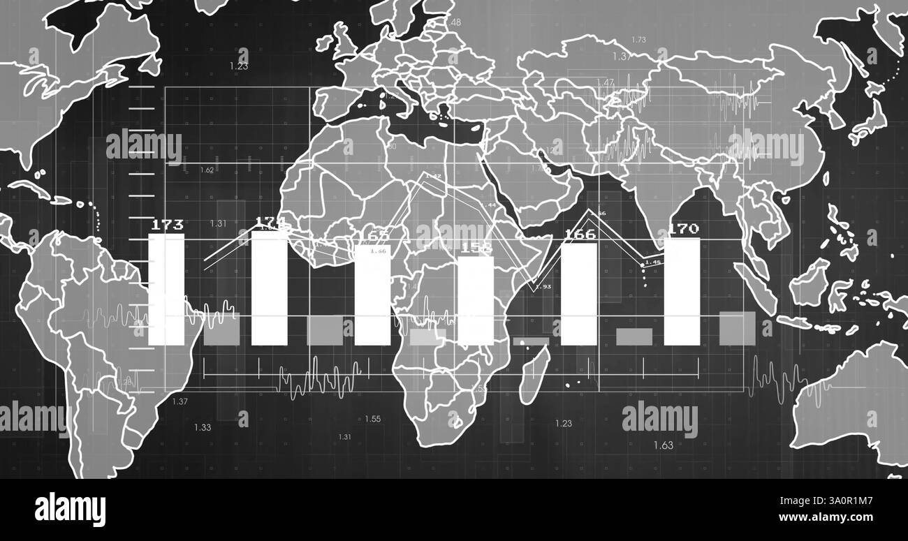 Image of data processing over world map Stock Photo - Alamy
