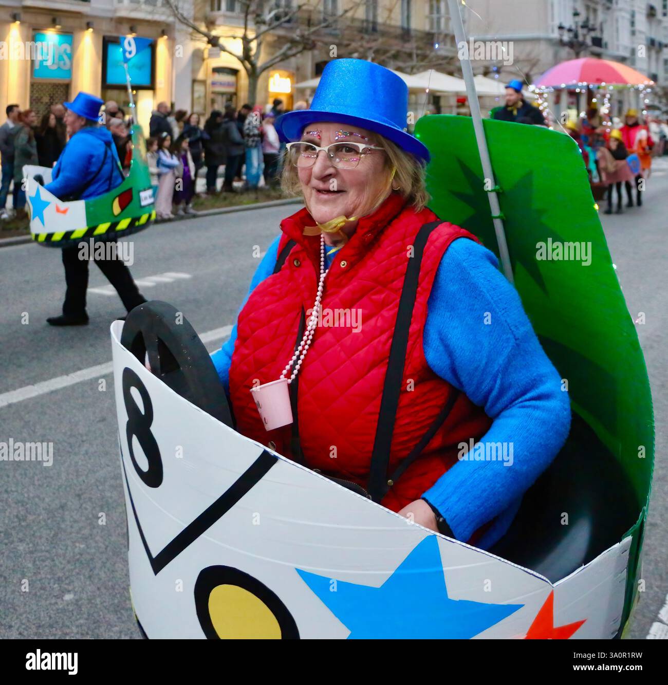 Evening carnival parade in the Spanish north coast city of Santander ...
