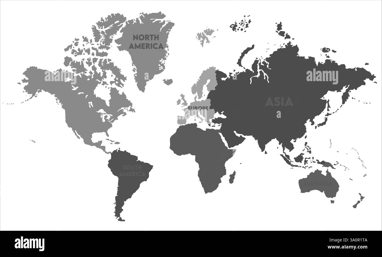 New modern world map, with containment name, modern world map graphic ...
