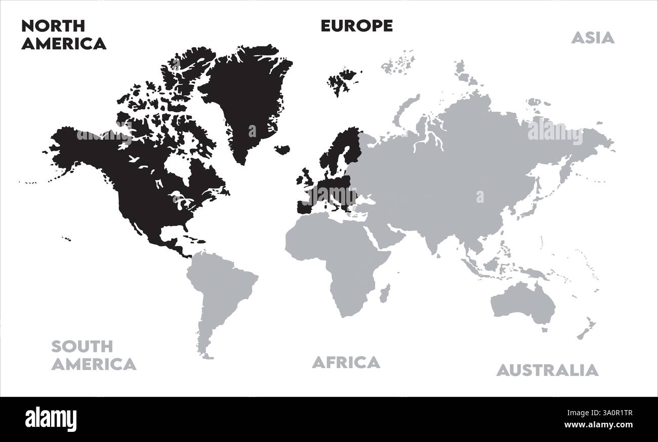 New modern world map, with containment name, modern world map graphic ...