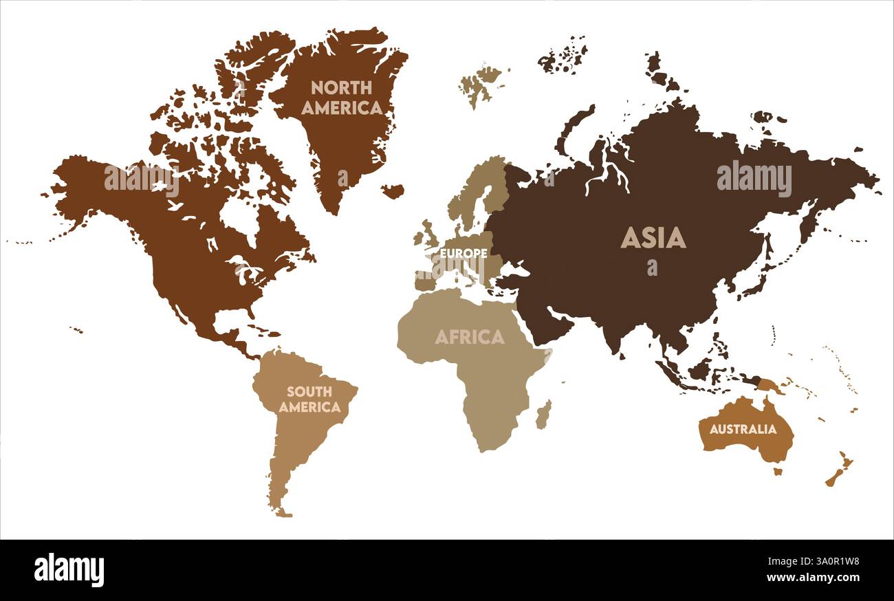 New modern world map, with containment name, modern world map graphic ...