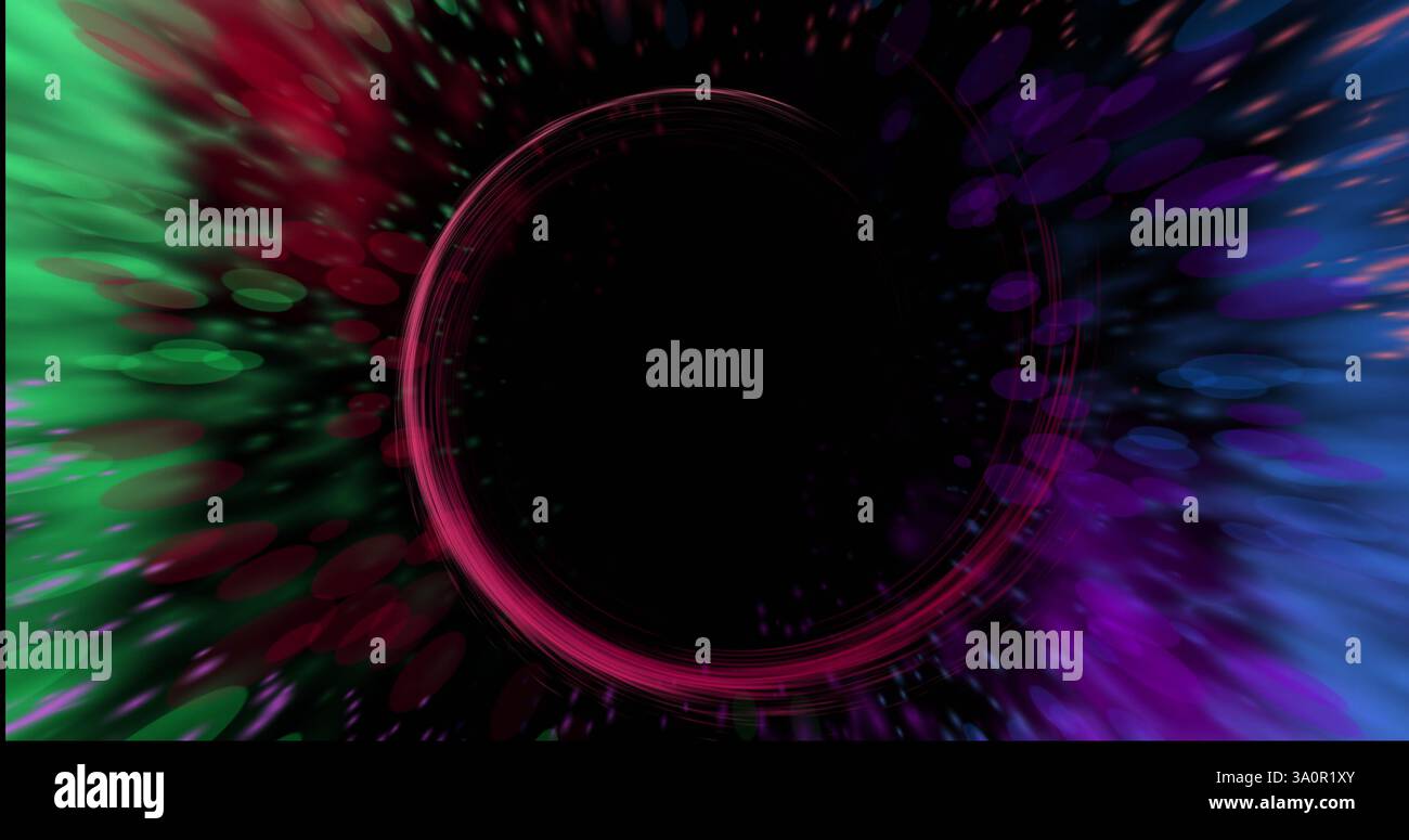 Image of colourful shapes moving on black background Stock Photo - Alamy