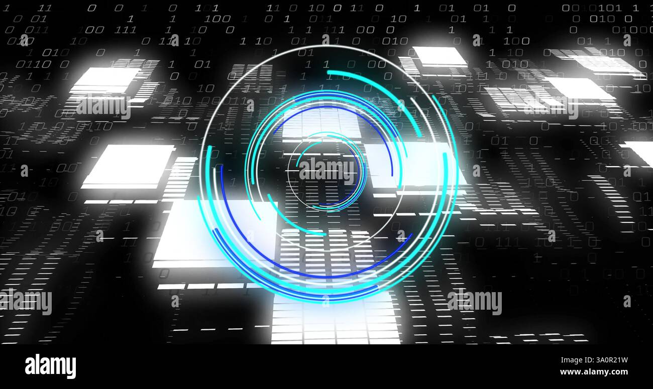 Binary code and digital interface image over futuristic cityscape Stock Photo - Alamy