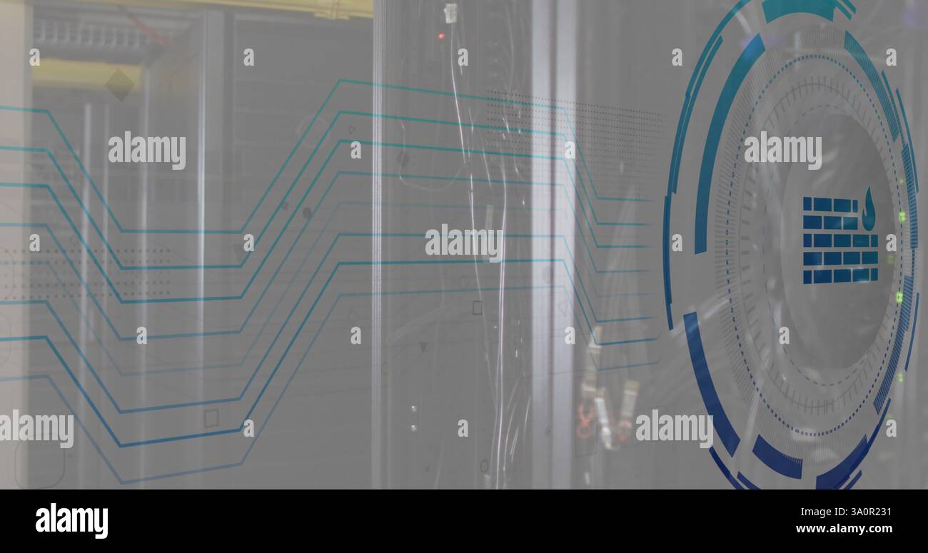 Image of fire wall icon and digital data processing over computer servers Stock Photo - Alamy