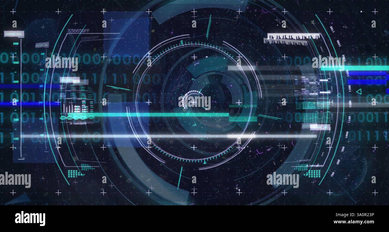 Image of scope scanning over data processing Stock Photo - Alamy