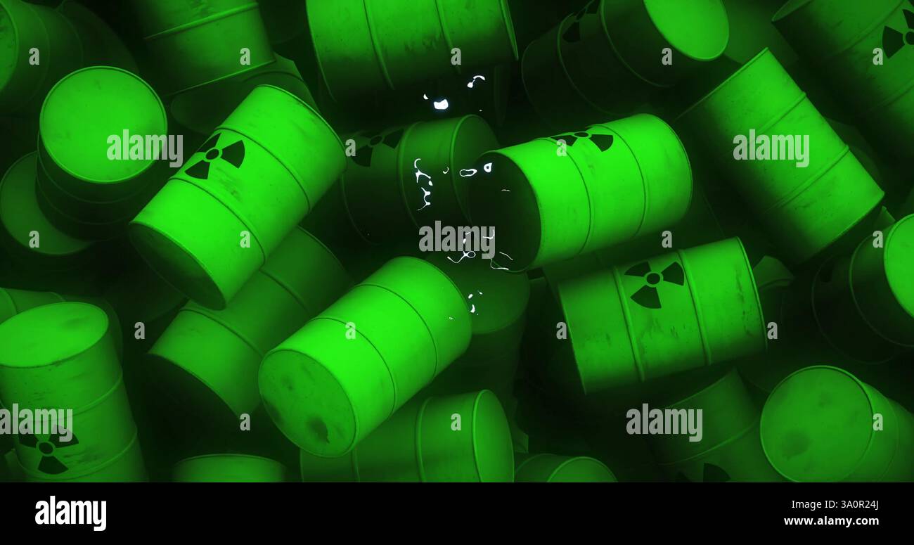 Electric energy image over radioactive waste barrels Stock Photo - Alamy