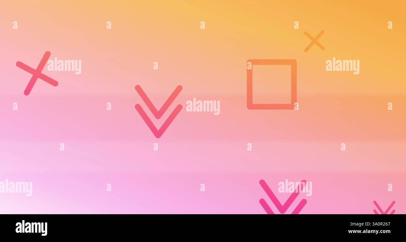 Geometric shapes image over gradient background with pink and orange ...