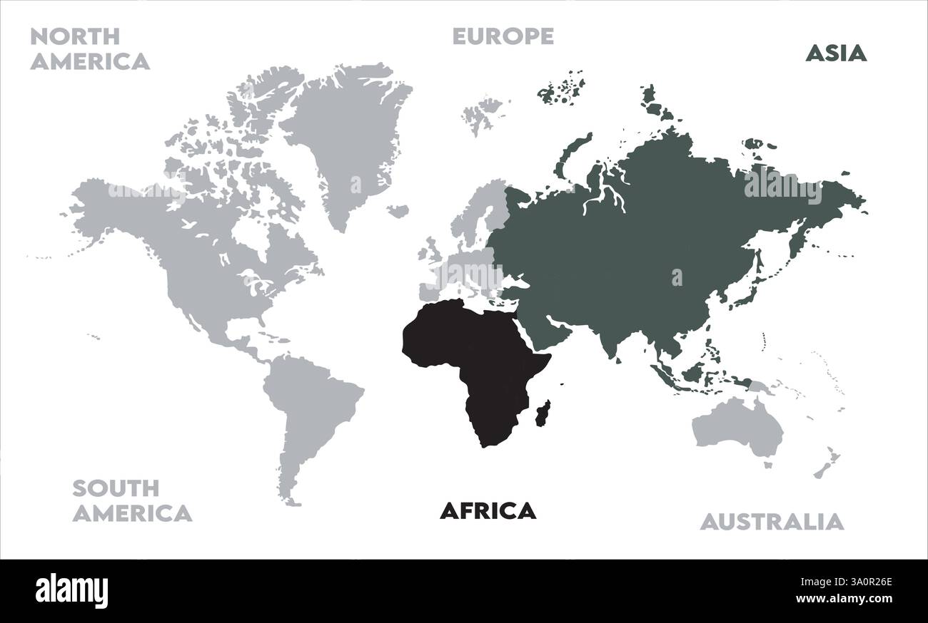 New modern world map, with containment name, modern world map graphic ...
