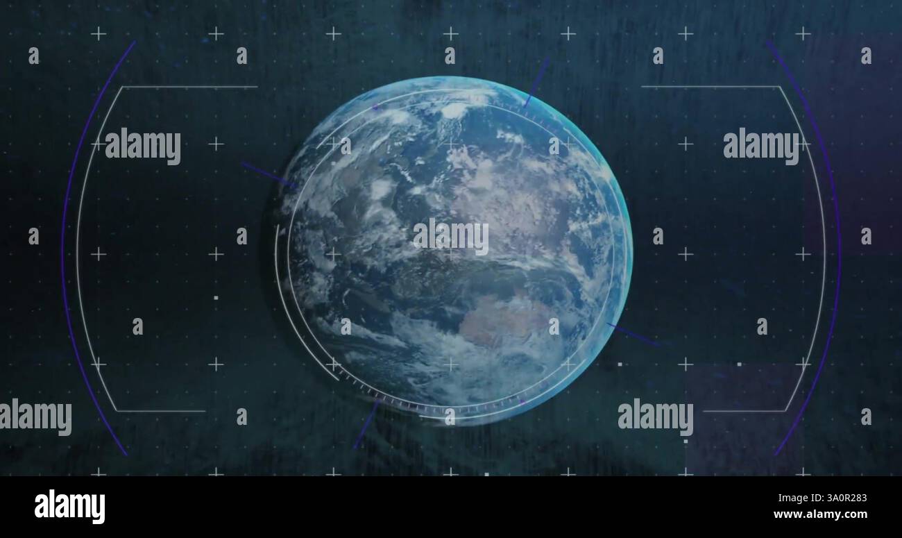 Image of scope scanning over spinning globe Stock Photo - Alamy