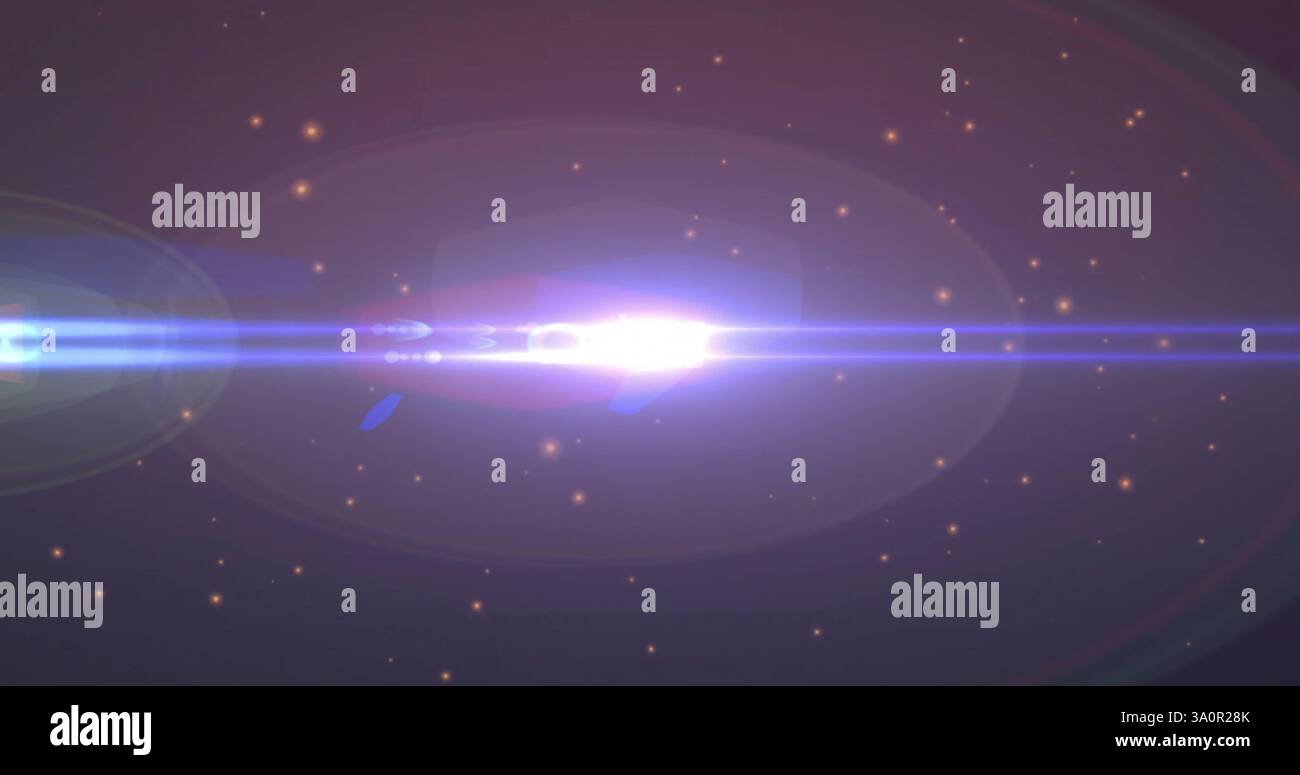 Image of glowing spots of light moving on dark background Stock Photo ...